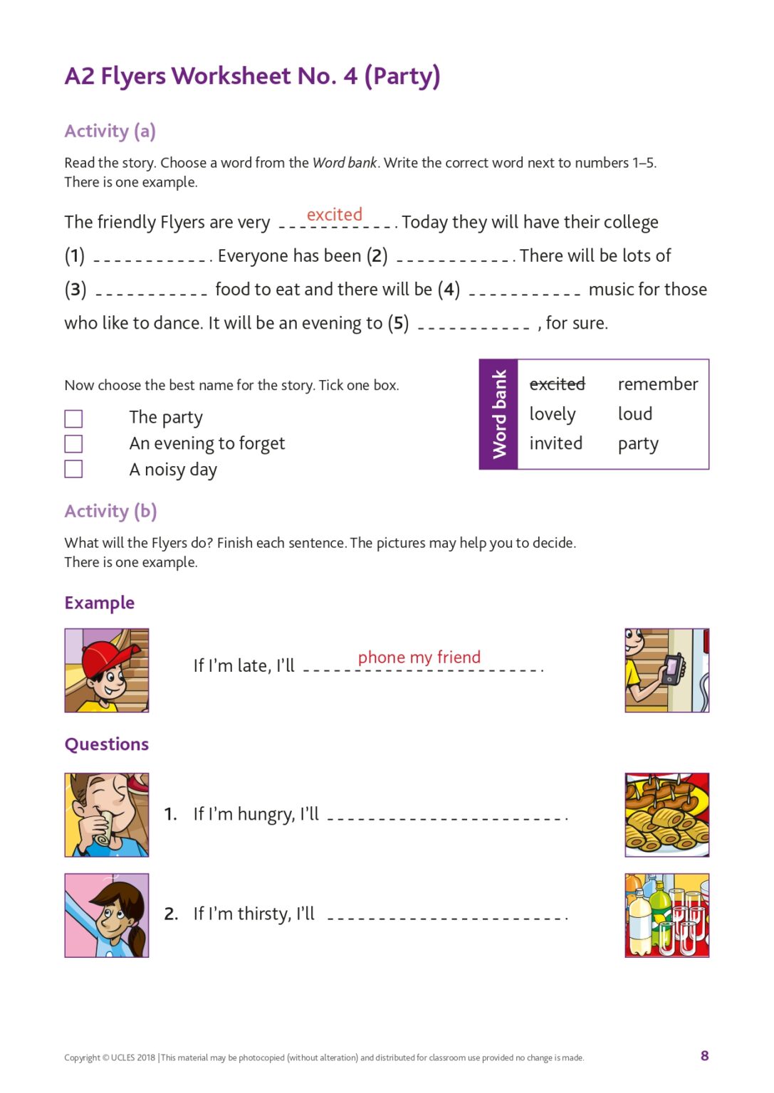 Cambridge Flyers – Week 6 – Speaking Part 2 - Elegant English