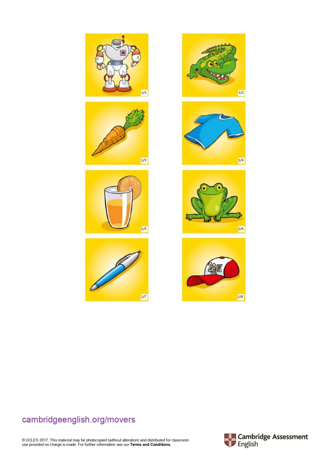 Cambridge Starters – Week 6 – Speaking Part 3 - Elegant English