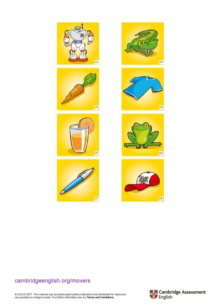 Cambridge Starters – Week 6 – Speaking Part 3 - Elegant English